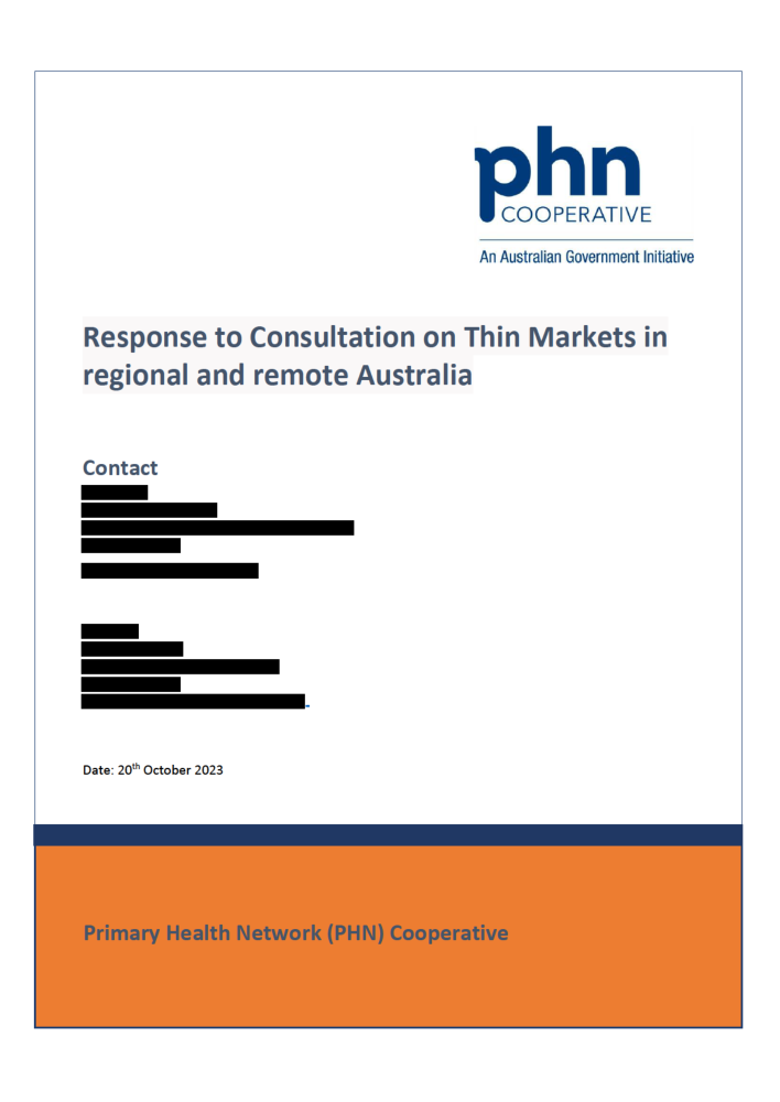 PHN Cooperative (2023): Response to Consultation on Thin Markets in ...