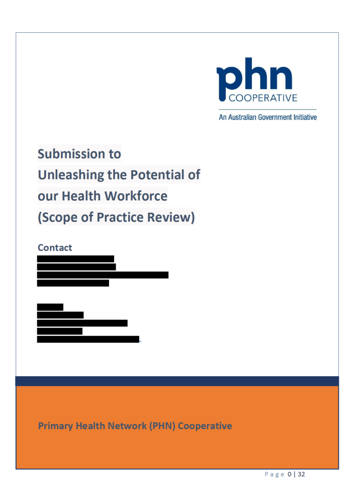 PHN Cooperative (2023): Submission to Scope of Practice Review ...